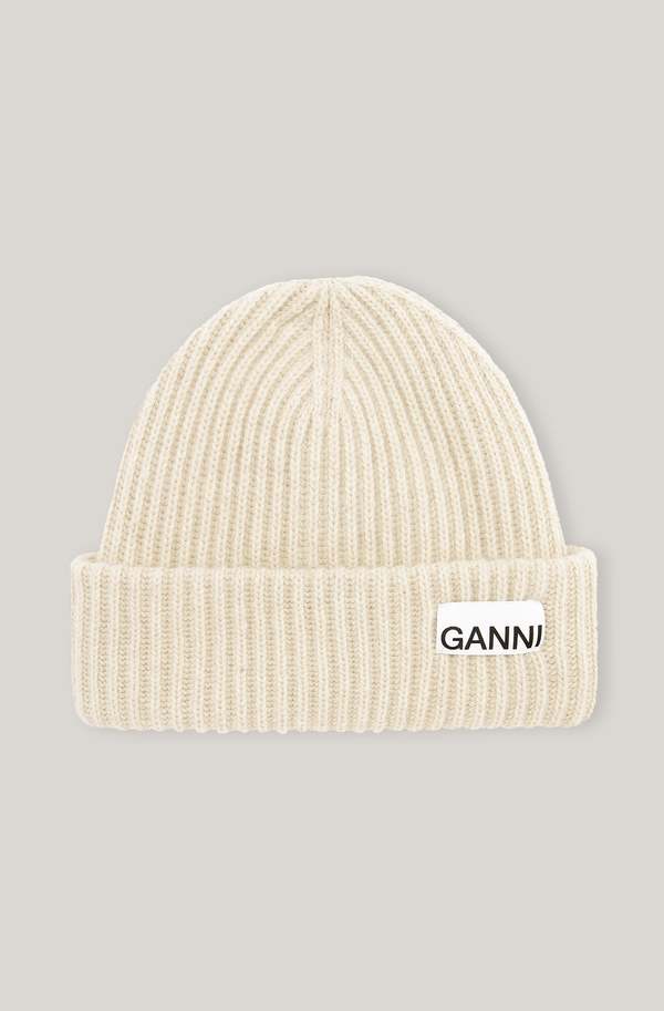 Ganni Rib Knit Beanie - Brazilian Sand | Garmentory