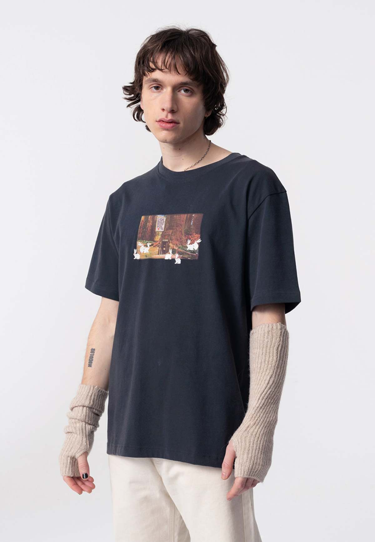 Unisex Carne Bollente Rabbit Hole House T Shirt - Washed Black | Garmentory