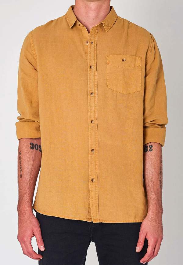 Rollas Men At Work Hemp Shirt - Gold | Garmentory