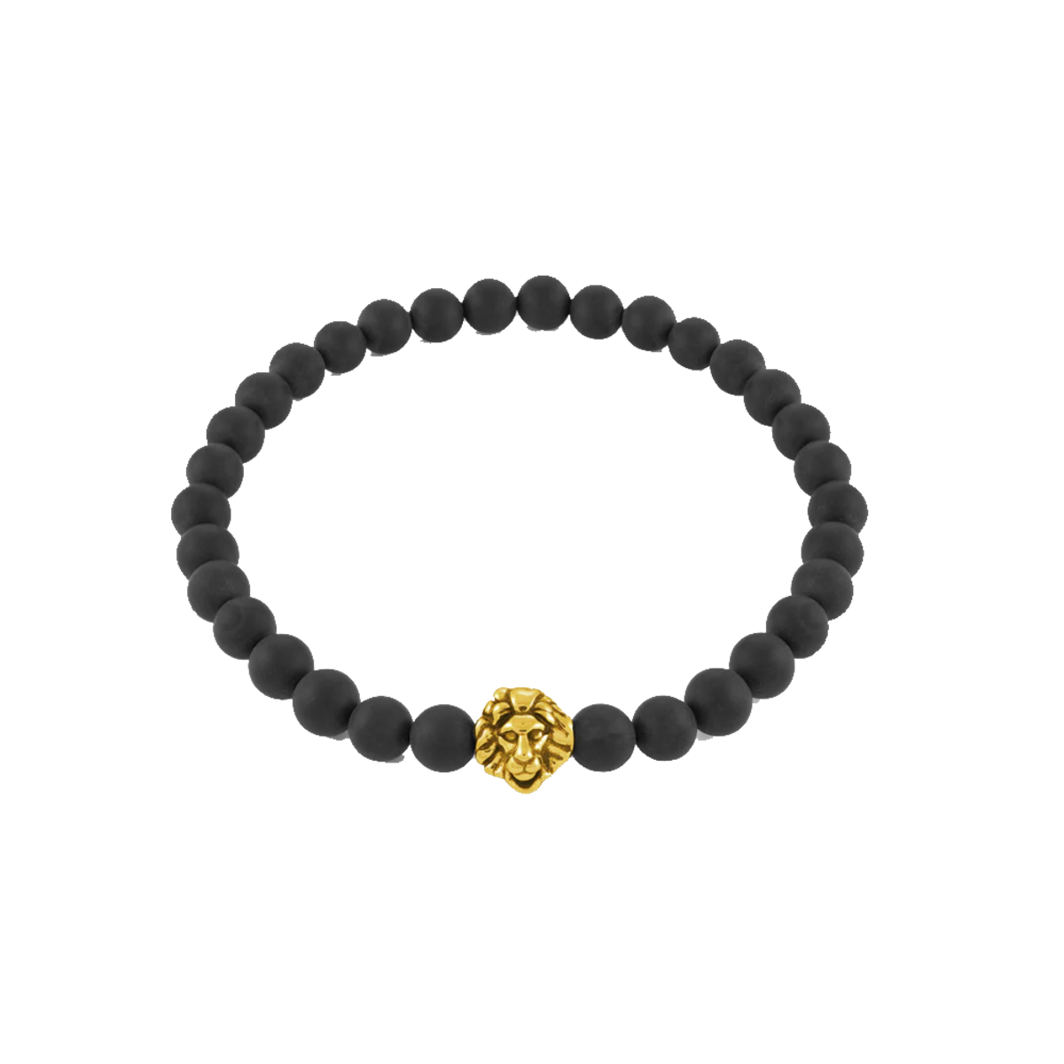 Italgem Gold Stainless Steel Lion Head Bracelet - Black Matte Onyx/Gold ...