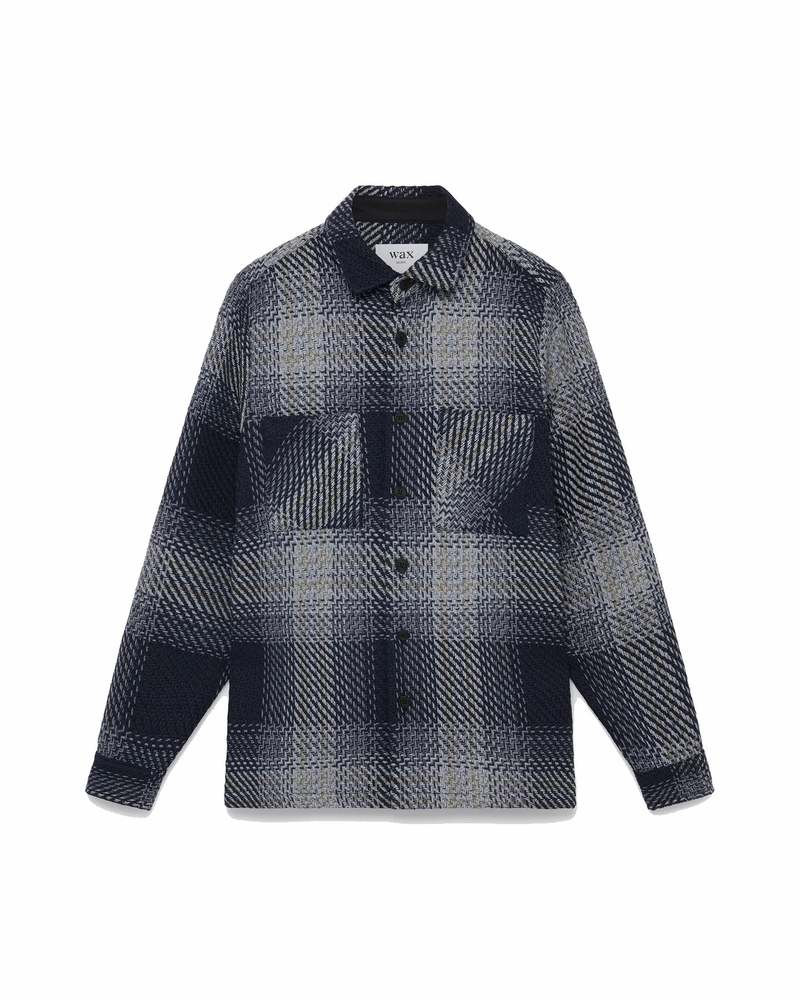 Wax London Whiting Ombre Giant Window Shirt - Navy/Khaki | Garmentory