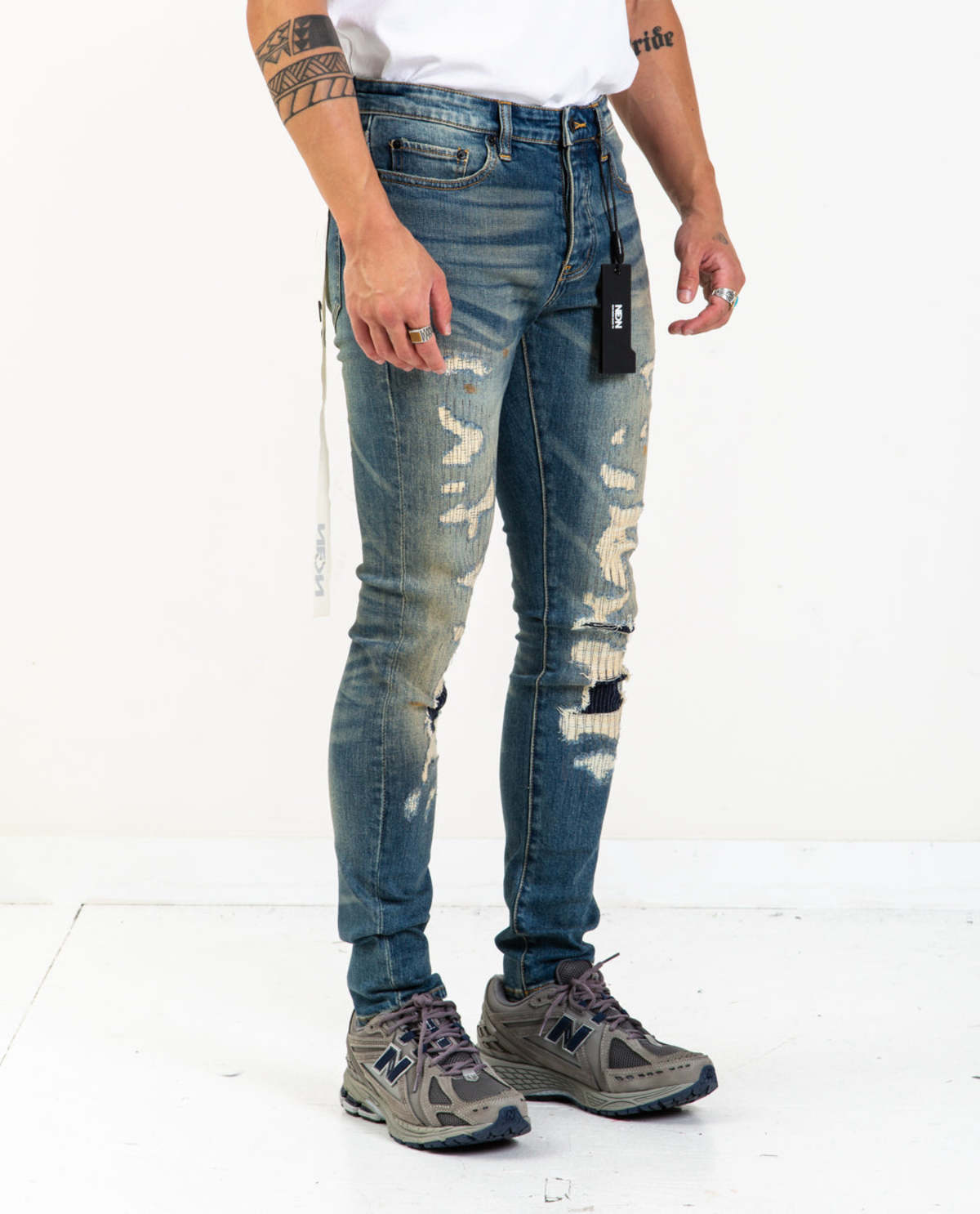 NEON DENIM BRAND Destroyed Denim Pants - Dark Wash | Garmentory