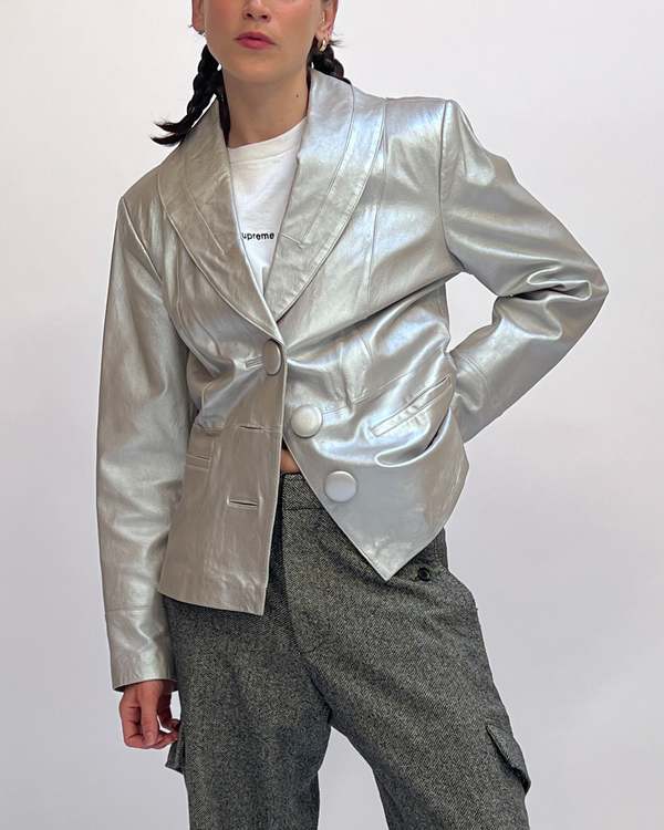Leather Jacket - Silver | Garmentory