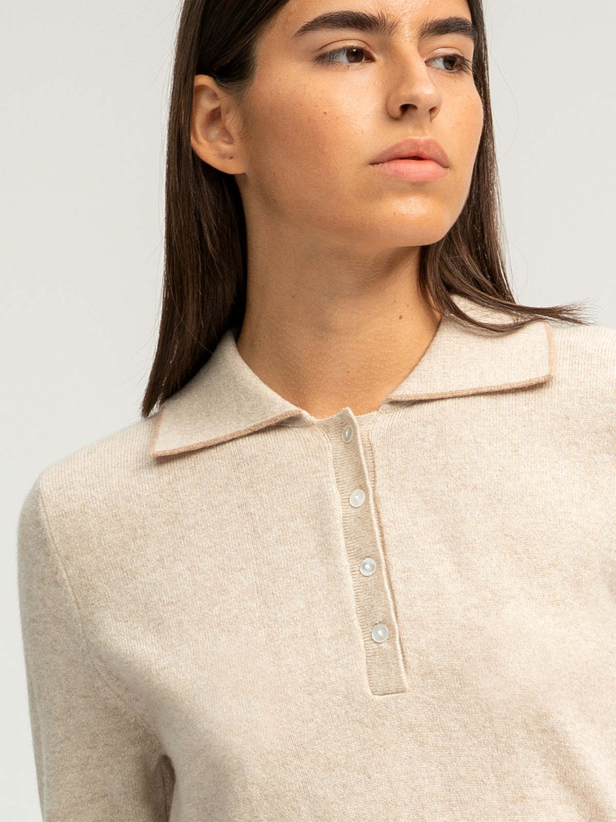 PURECASHMERE NYC Polo Shortsleeve - Oatmeal | Garmentory