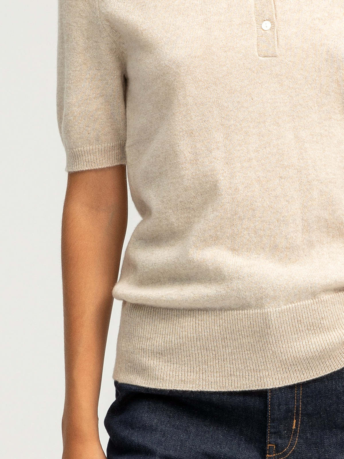 PURECASHMERE NYC Polo Shortsleeve - Oatmeal | Garmentory