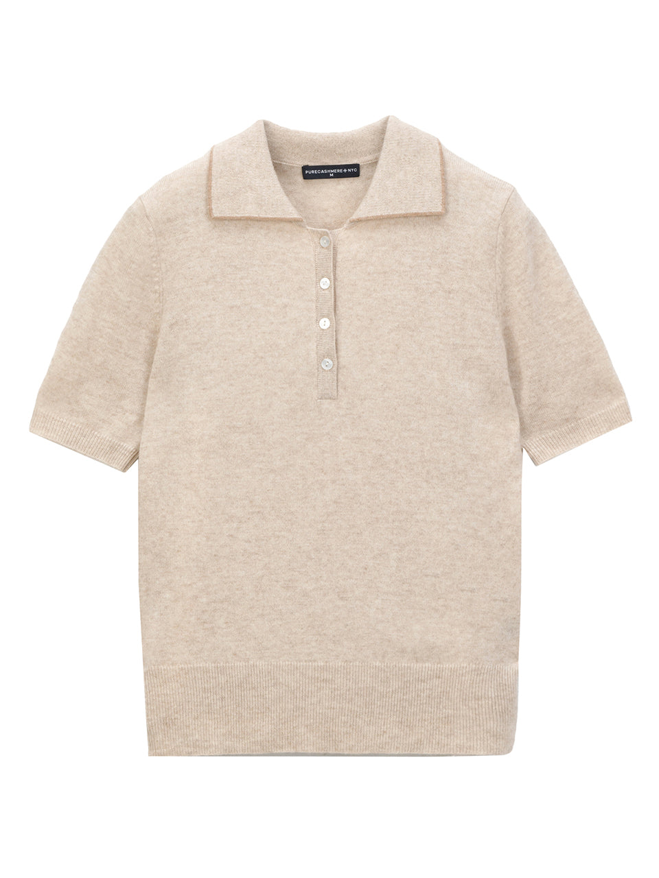 PURECASHMERE NYC Polo Shortsleeve - Oatmeal | Garmentory