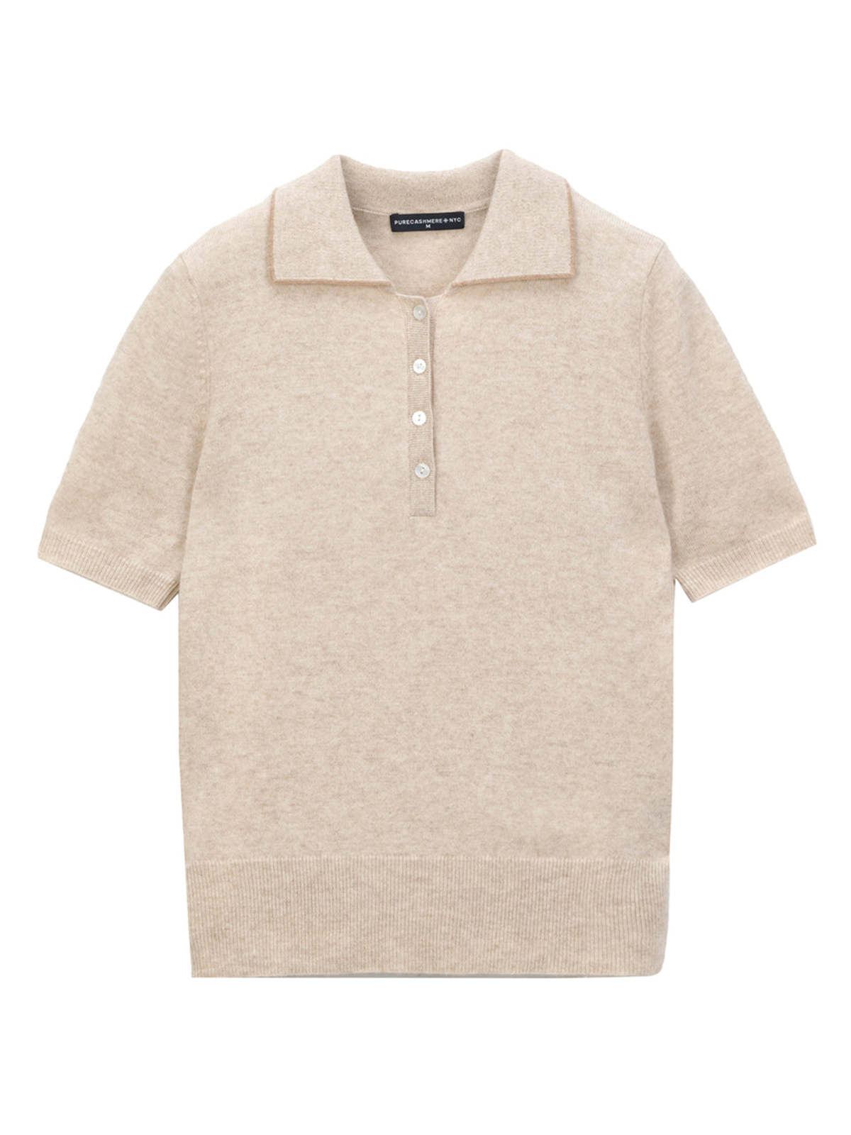 PURECASHMERE NYC Polo Shortsleeve - Oatmeal | Garmentory