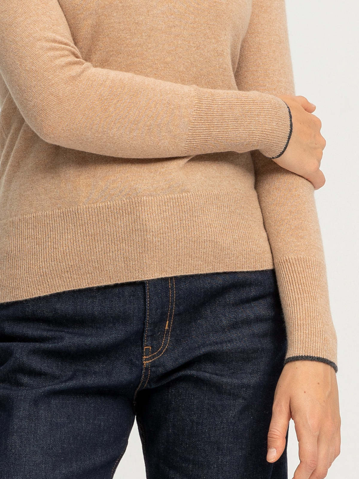 PURECASHMERE NYC Tipped Polo Sweater - Camel | Garmentory