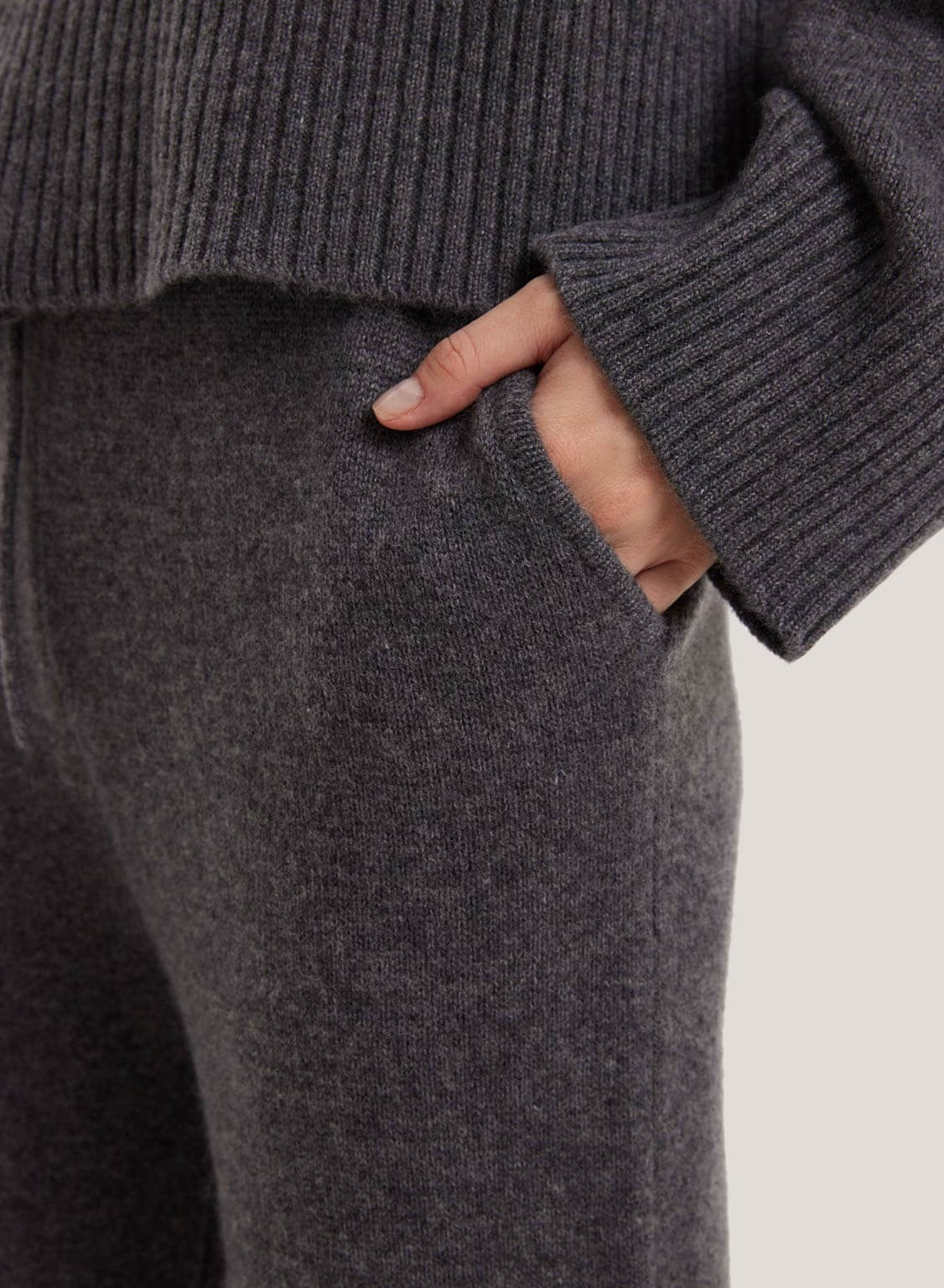 Gentle Herd Wide Leg Cashmere Pants - Smoke | Garmentory