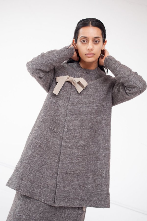 Cosmic Wonder Shetland Wool and Linen Folk Jacket in Brown | Garmentory