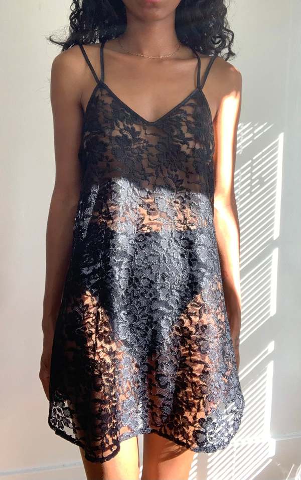 Vintage Sheer Lace Slip - Black | Garmentory