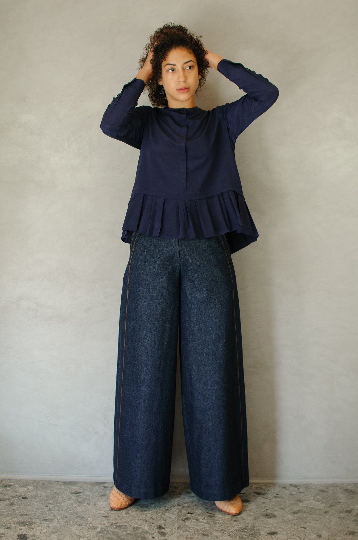 Bodice Wide Pants - Blue Denim | Garmentory