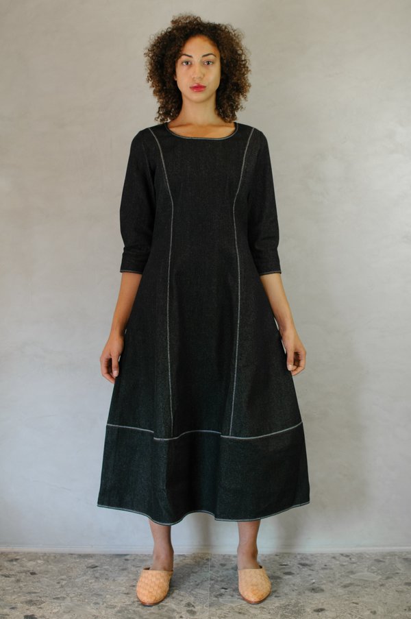Bodice Denim Dress - Indigo/Black | Garmentory