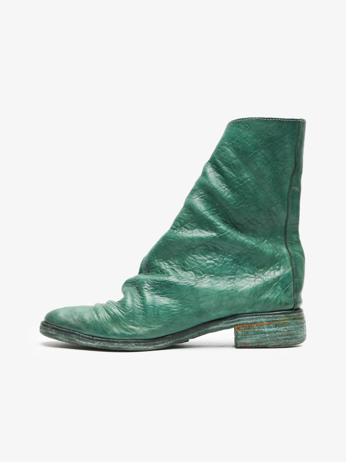 [Pre-Loved] Carol Christian Poell M Buckle Leather Boots - Green ...