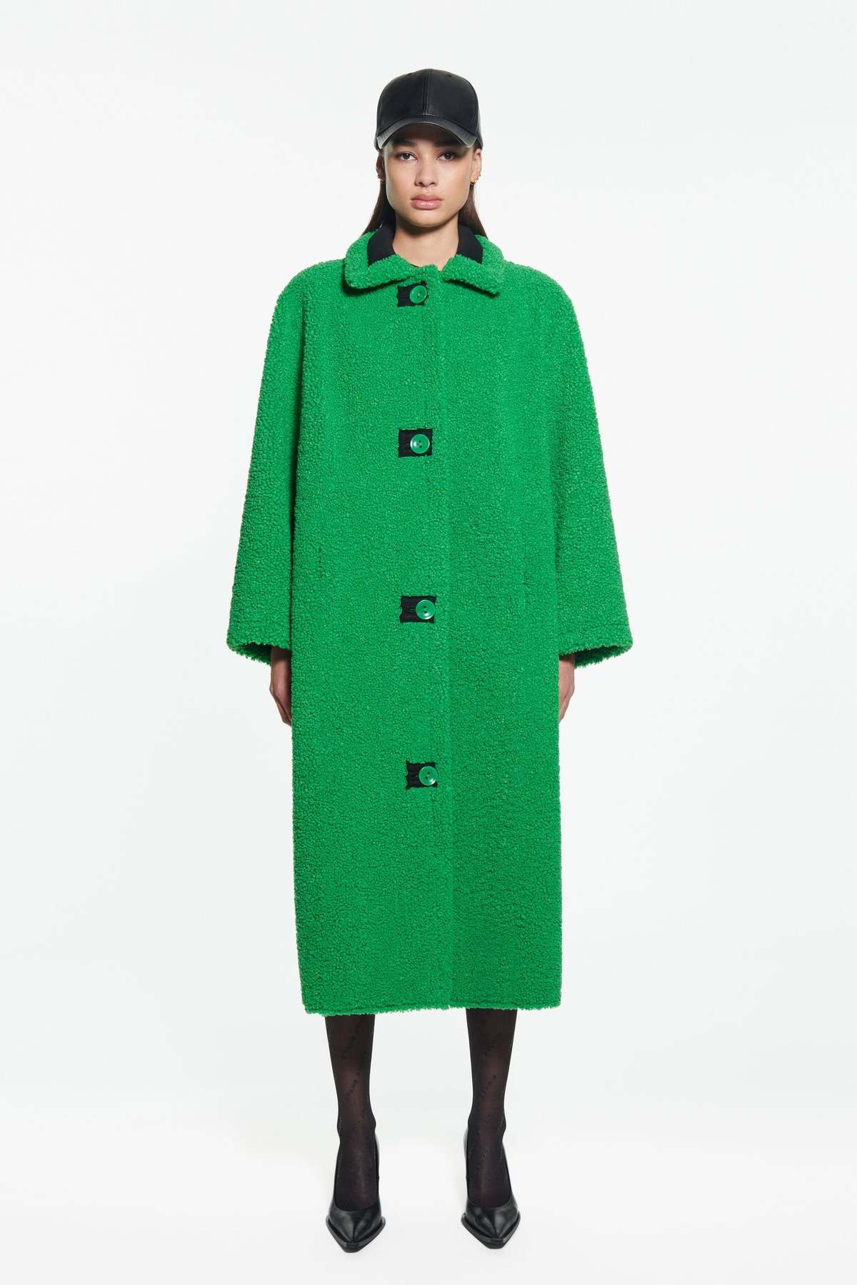 Stand Studio KENCA REVERSIBLE COAT - BRIGHT GREEN/BLACK | Garmentory
