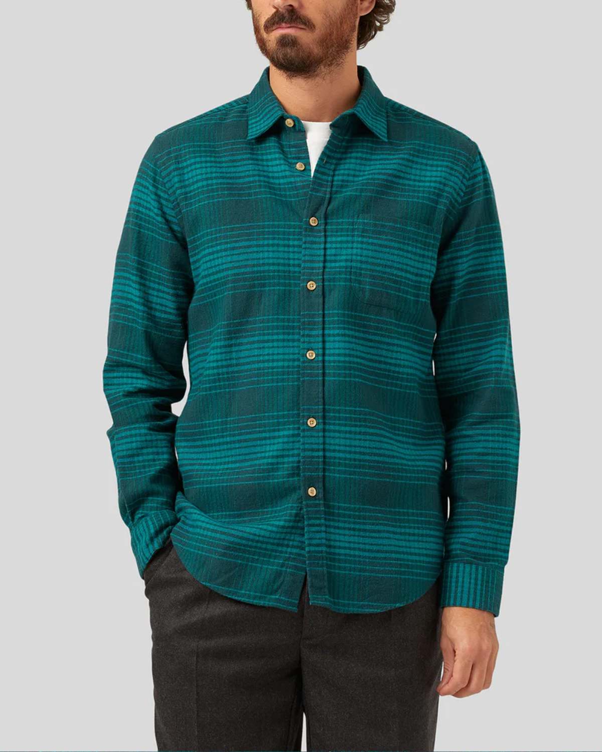 Portuguese Flannel Paralele Shirt - Green | Garmentory