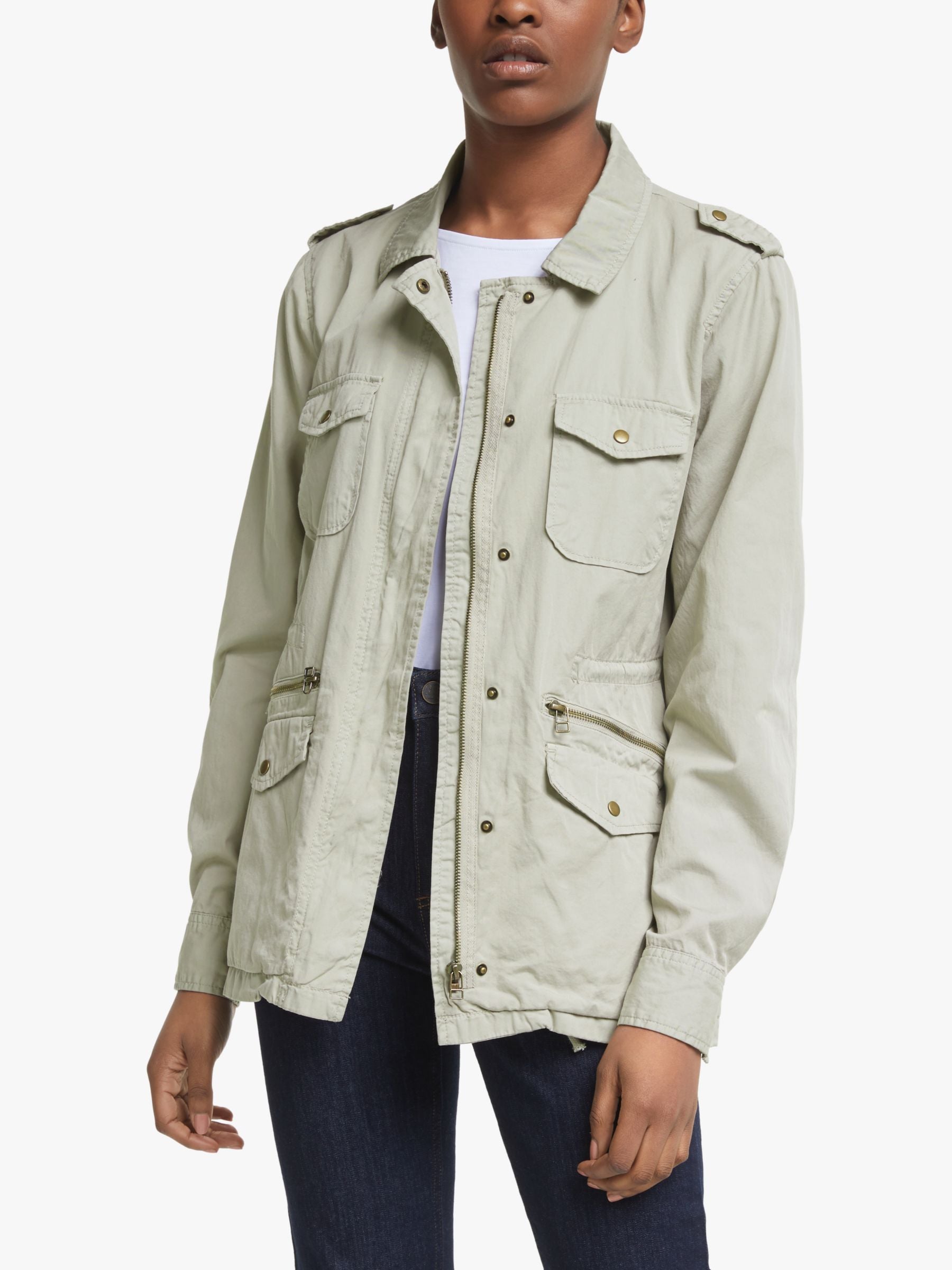 Velvet by Graham & Spencer Velvet Ruby Light-Weight Army Jacket - Stone | Garmentory