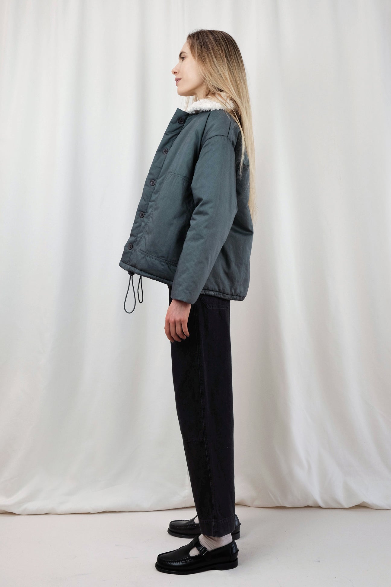 Micaela Greg Sherpa Bomber - Mineral Green | Garmentory