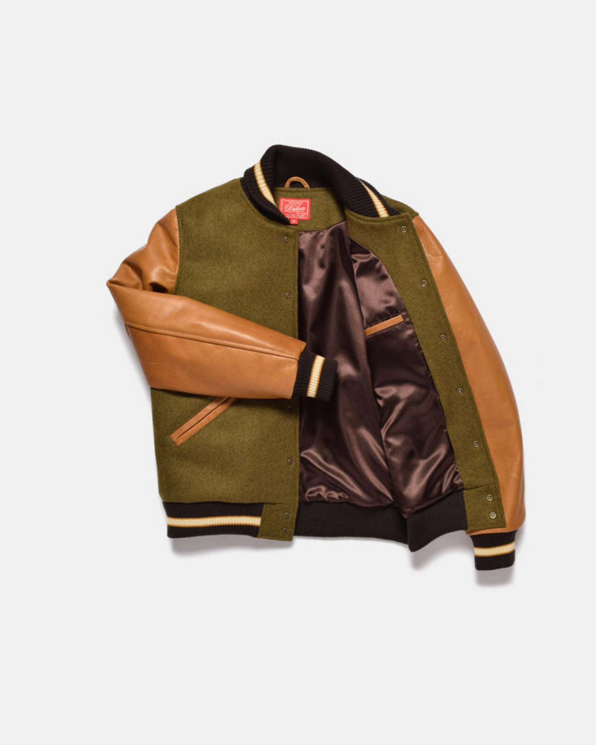 Dehen Varsity Jacket - Olive/Rust | Garmentory