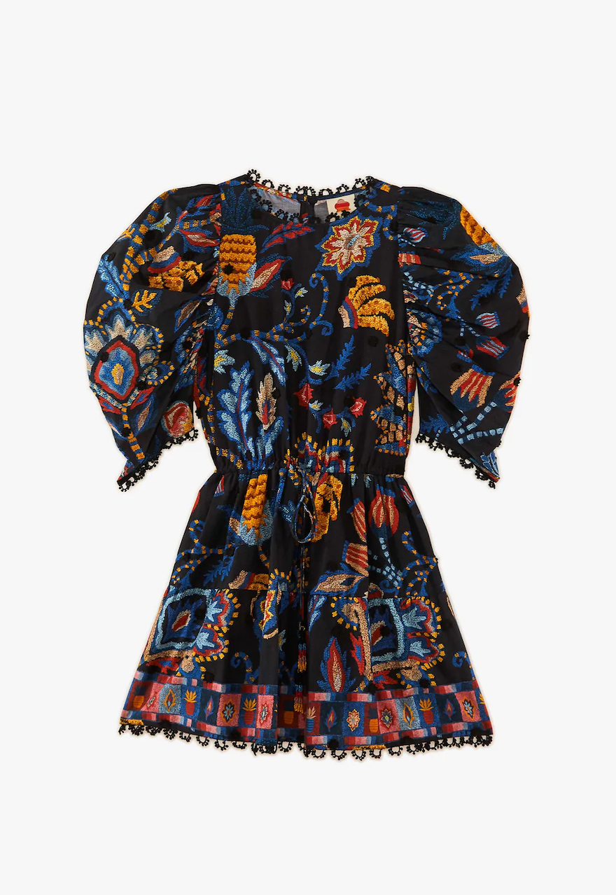 Farm Rio Mini Dress - Sunset Tapestry Black | Garmentory