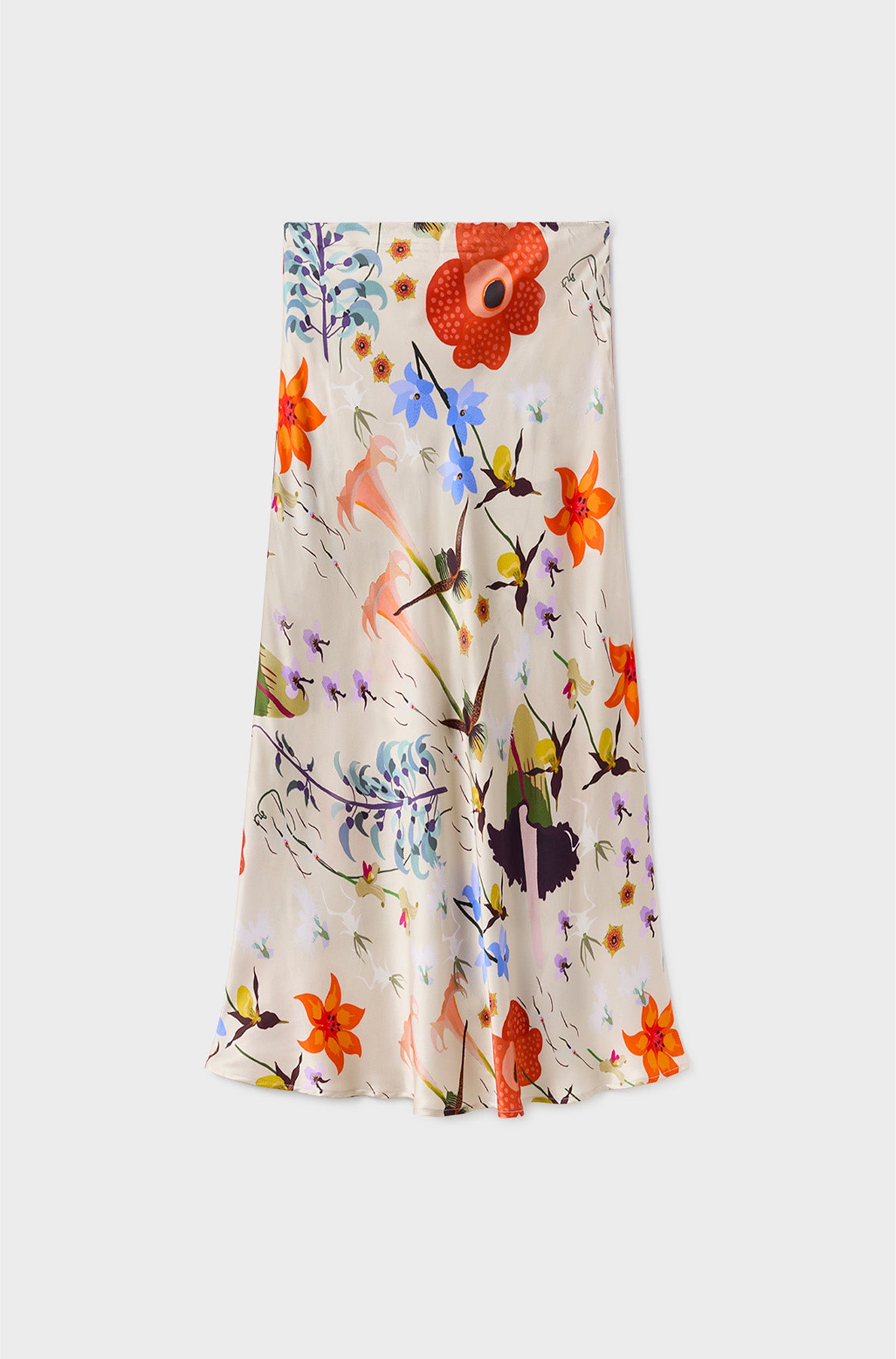 Silk Laundry Long Bias Cut Skirt - Hazelnut Lost Flowers | Garmentory
