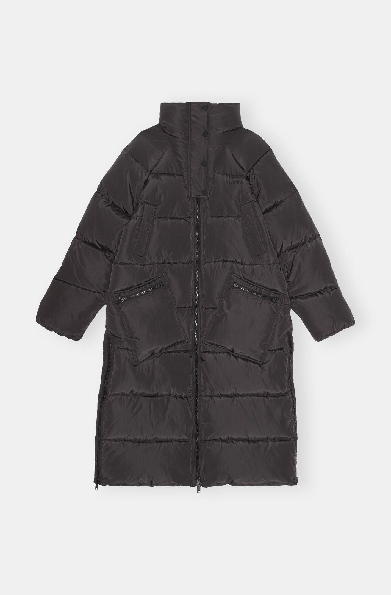 Ganni Oversized Tech Puffer Coat - Phantom | Garmentory