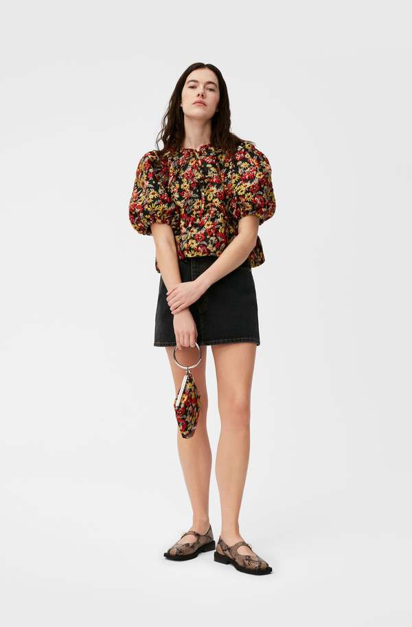 Ganni Peplum Blouse - Meadow Black Jacquard | Garmentory