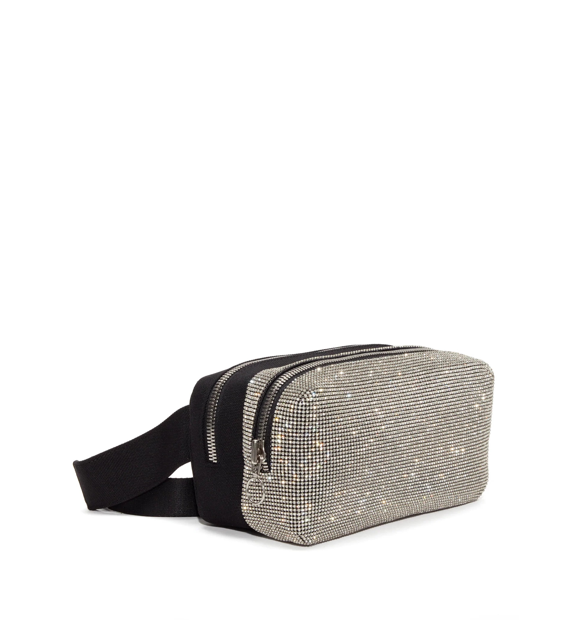 KARA Black Cargo Sling Bag - Black/Crystal Mesh | Garmentory
