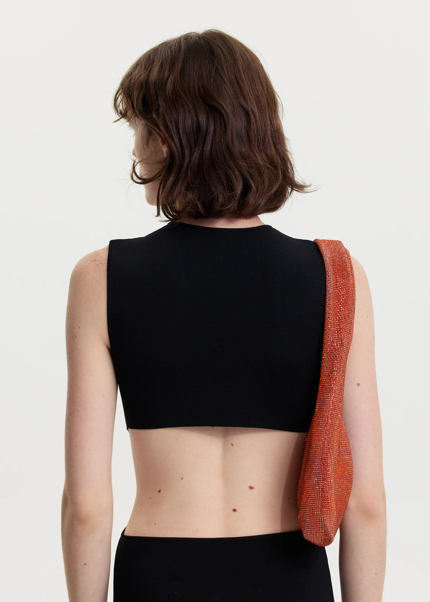 KARA Crystal Mesh Armpit Bag - Orange Peel | Garmentory