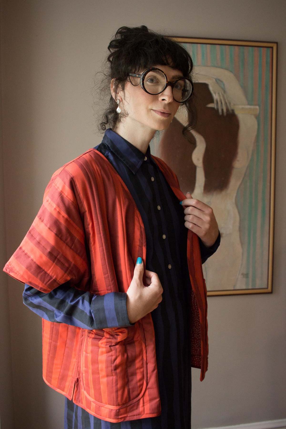 Kate Austin Designs Zora Jacket - Clay Wide Stripe | Garmentory