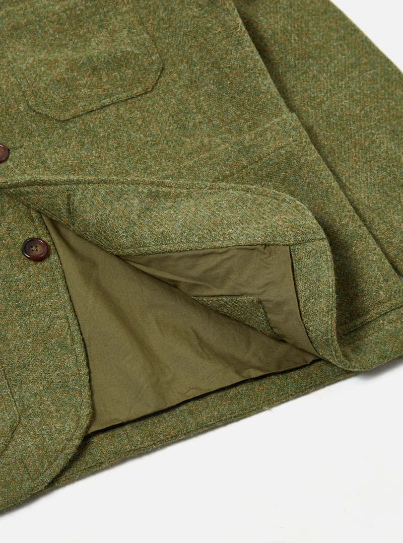 Universal Works LW Harris Tweed Bakers Chore Jacket - Olive | Garmentory
