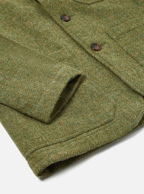 Universal Works LW Harris Tweed Bakers Chore Jacket - Olive | Garmentory