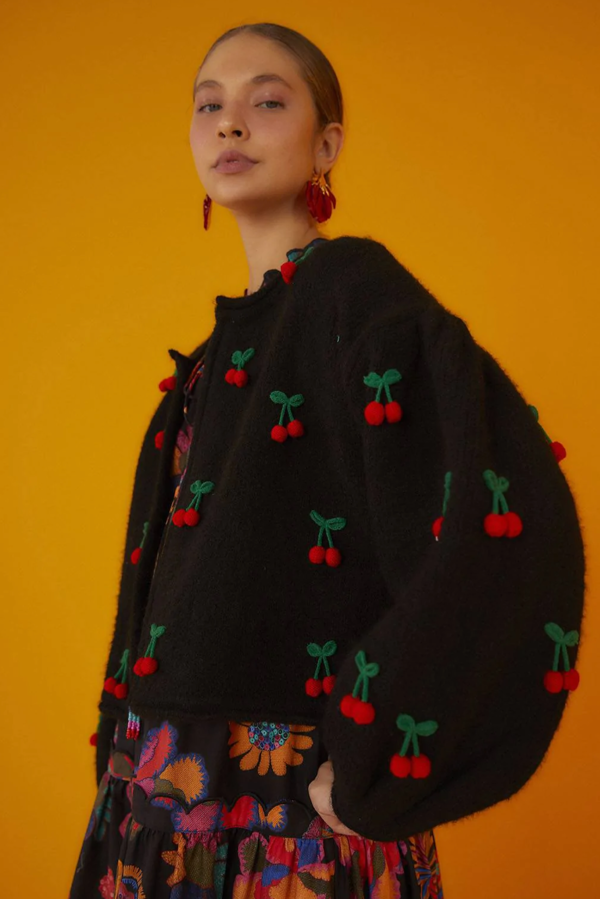 Farm Rio Crochet Cherry Cardigan | Garmentory