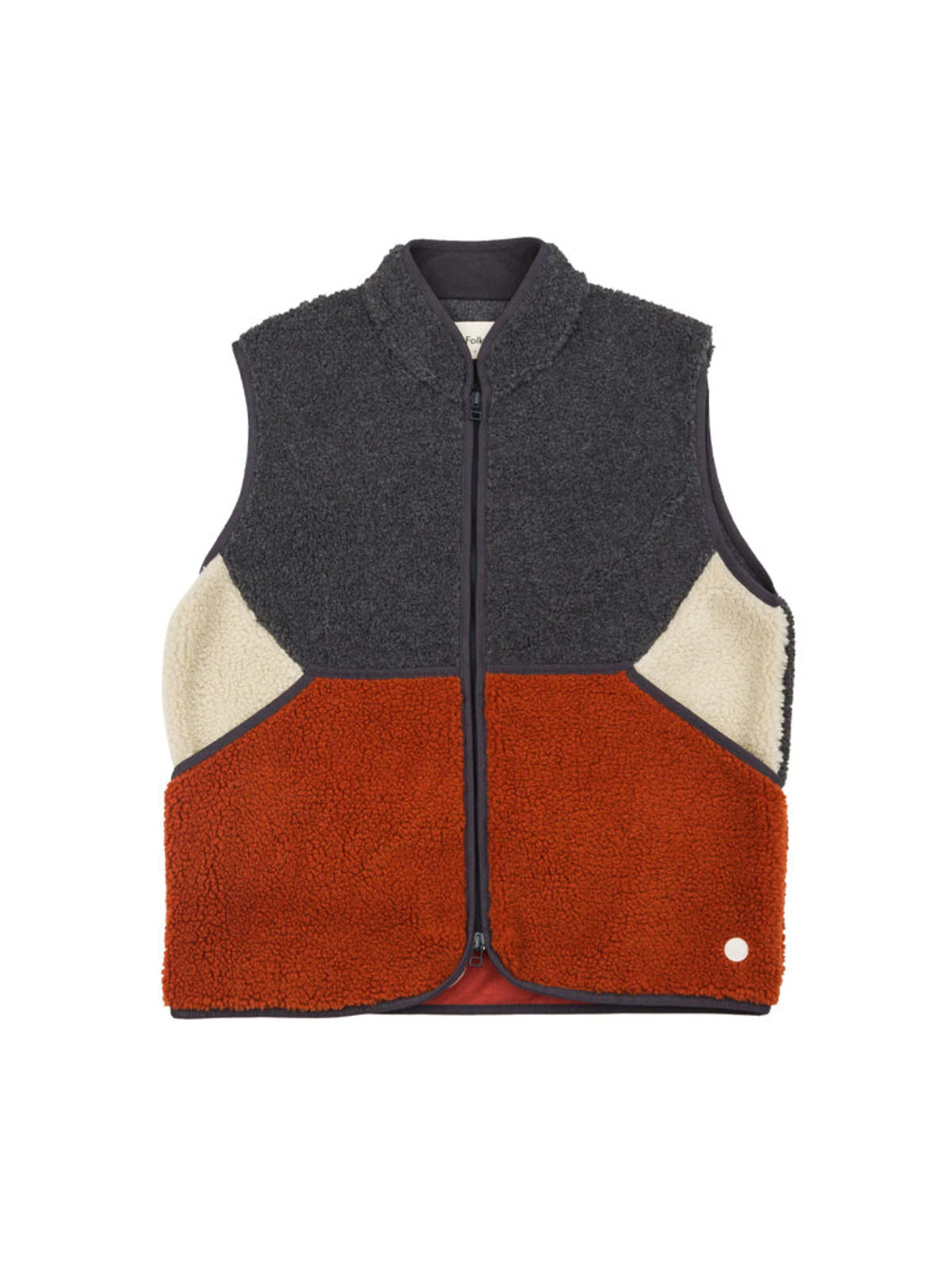 Folk Clothing Puzzle Fleece Gilet - Slate/Copper Mix | Garmentory