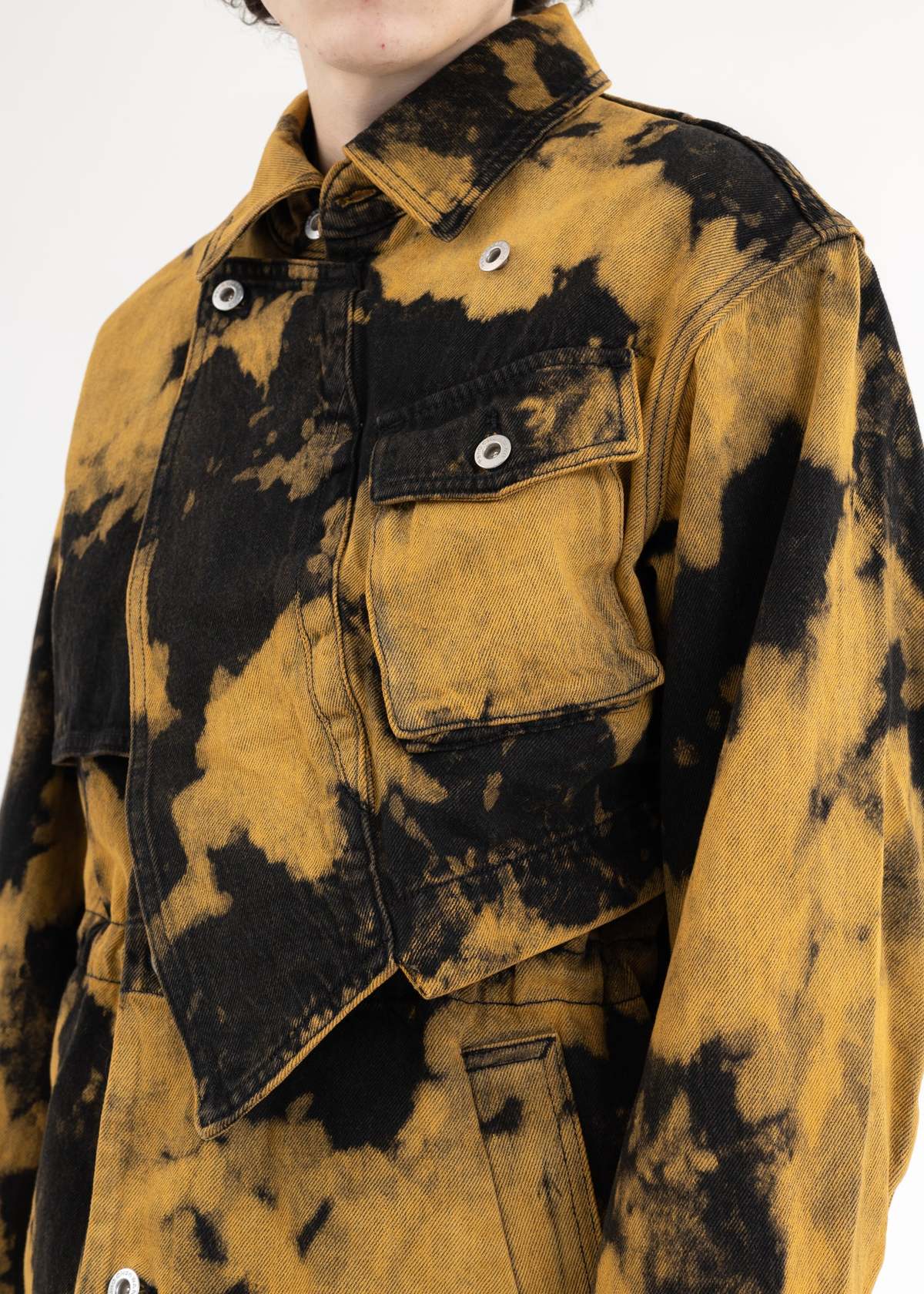 Feng Chen Wang Tie-dye Denim Jacket - Black/Yellow | Garmentory