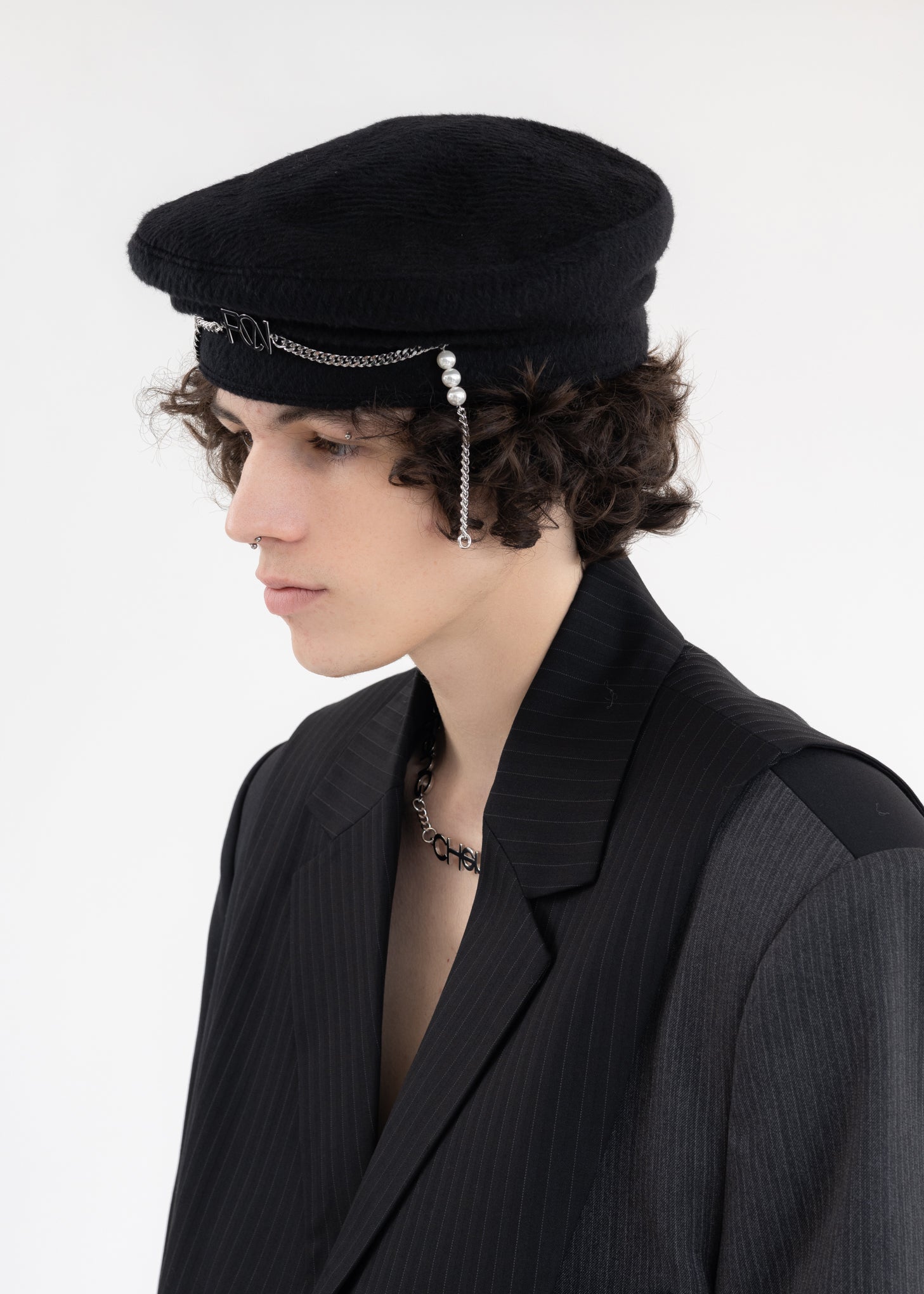 Feng Chen Wang Phoenix Metal Embellishment Beret - black | Garmentory