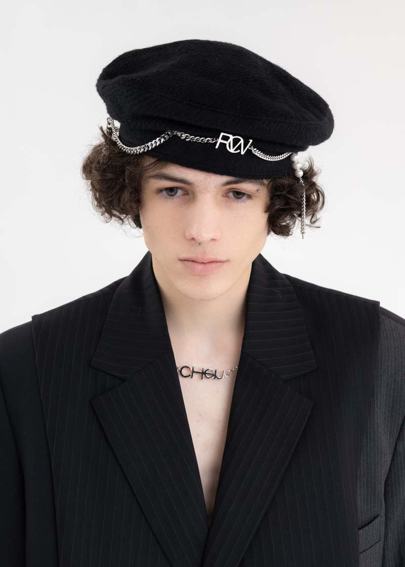 Feng Chen Wang Phoenix Metal Embellishment Beret - black | Garmentory