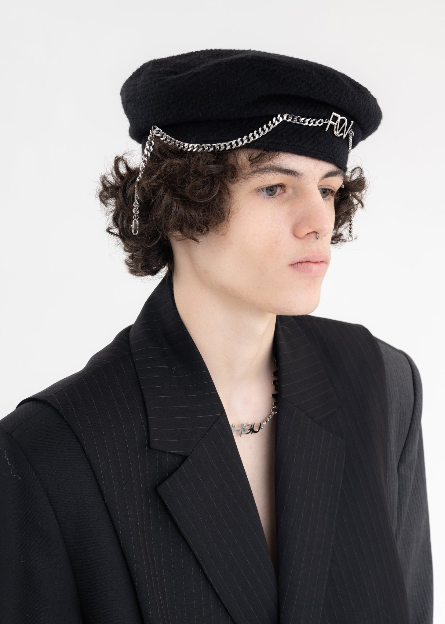 Feng Chen Wang Phoenix Metal Embellishment Beret - black | Garmentory