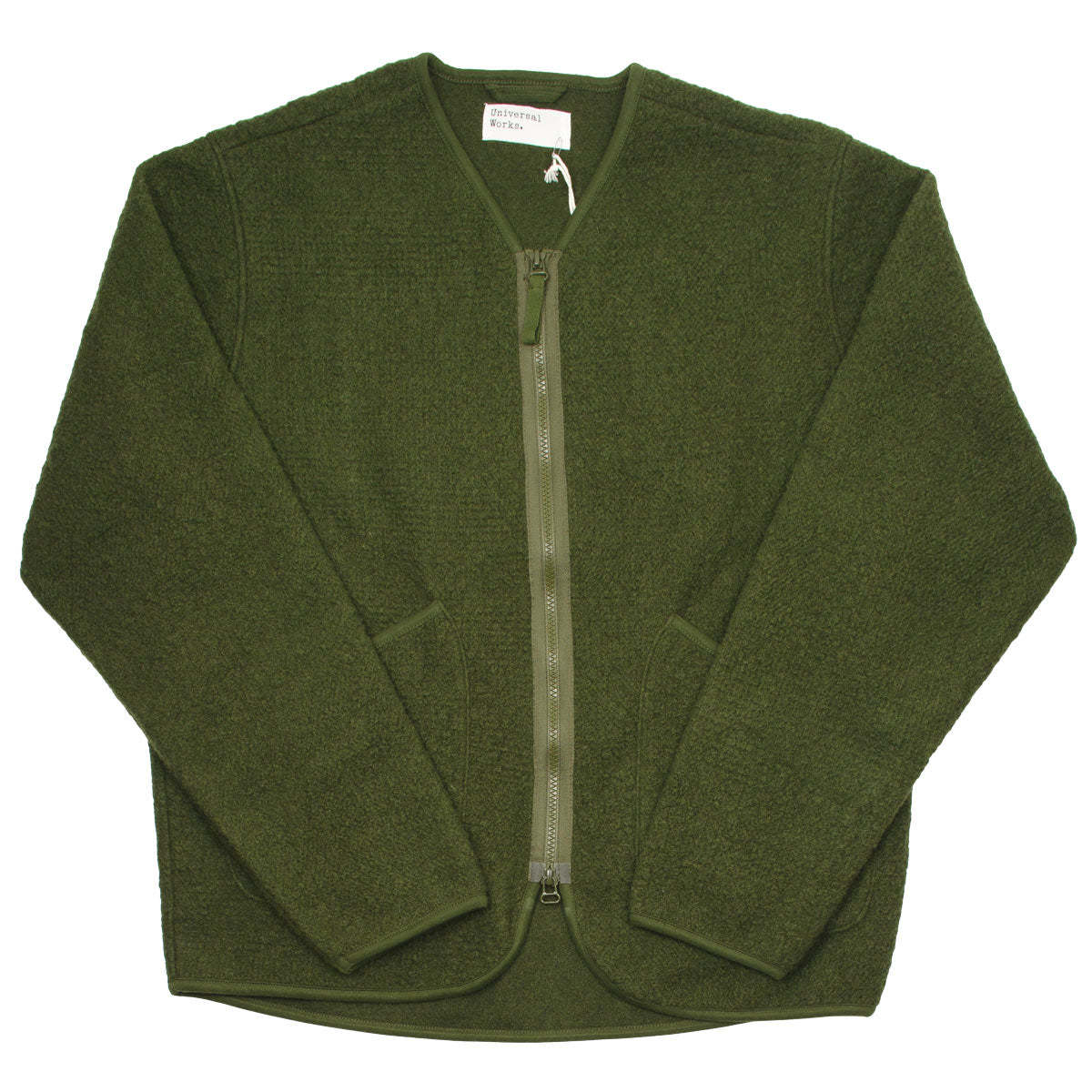 Universal Works Tibet Fleece Zip Liner Jacket - Olive | Garmentory