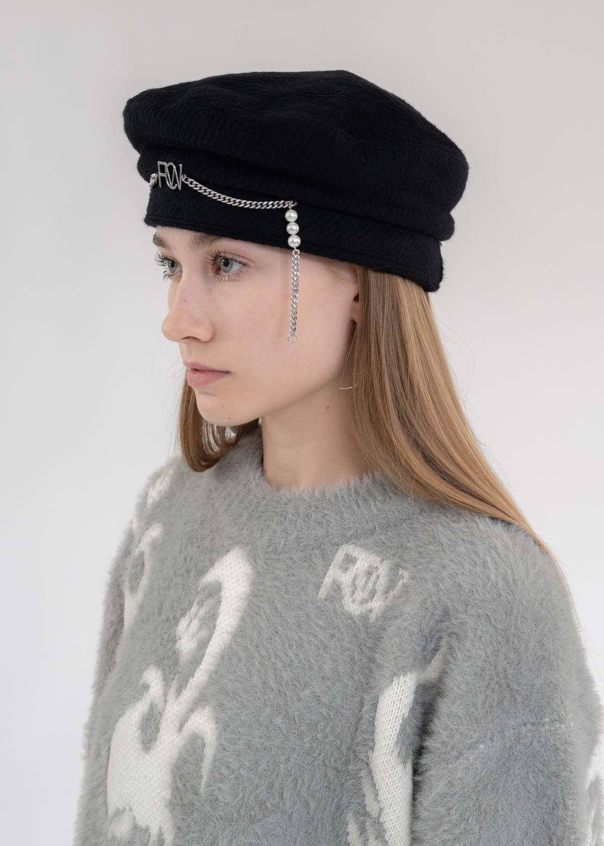 Feng Chen Wang Phoenix Metal Embellishment Beret - black | Garmentory