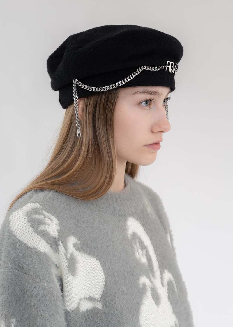 Feng Chen Wang Phoenix Metal Embellishment Beret - black | Garmentory