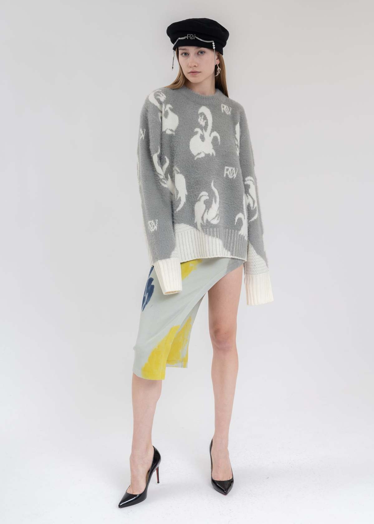 Feng Chen Wang Phoenix Metal Embellishment Beret - black | Garmentory