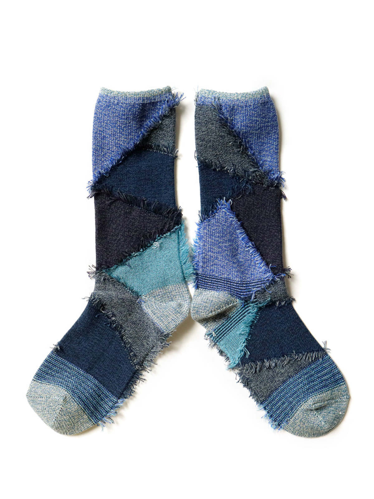 Kapital 84 Yarns Patchwork Fringe Socks - Blue | Garmentory