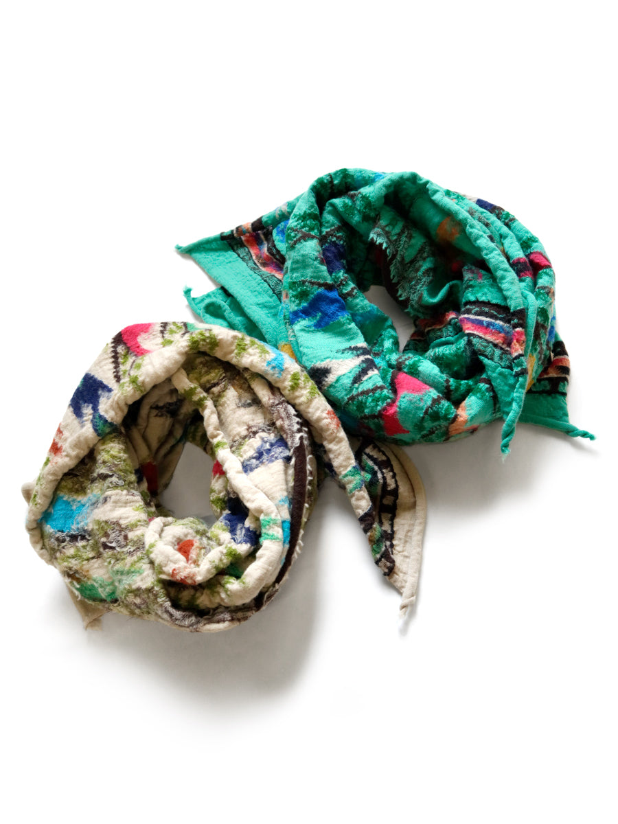 Kapital Fulling Wool HAPPY BIRD TREE Scarf - Beige | Garmentory