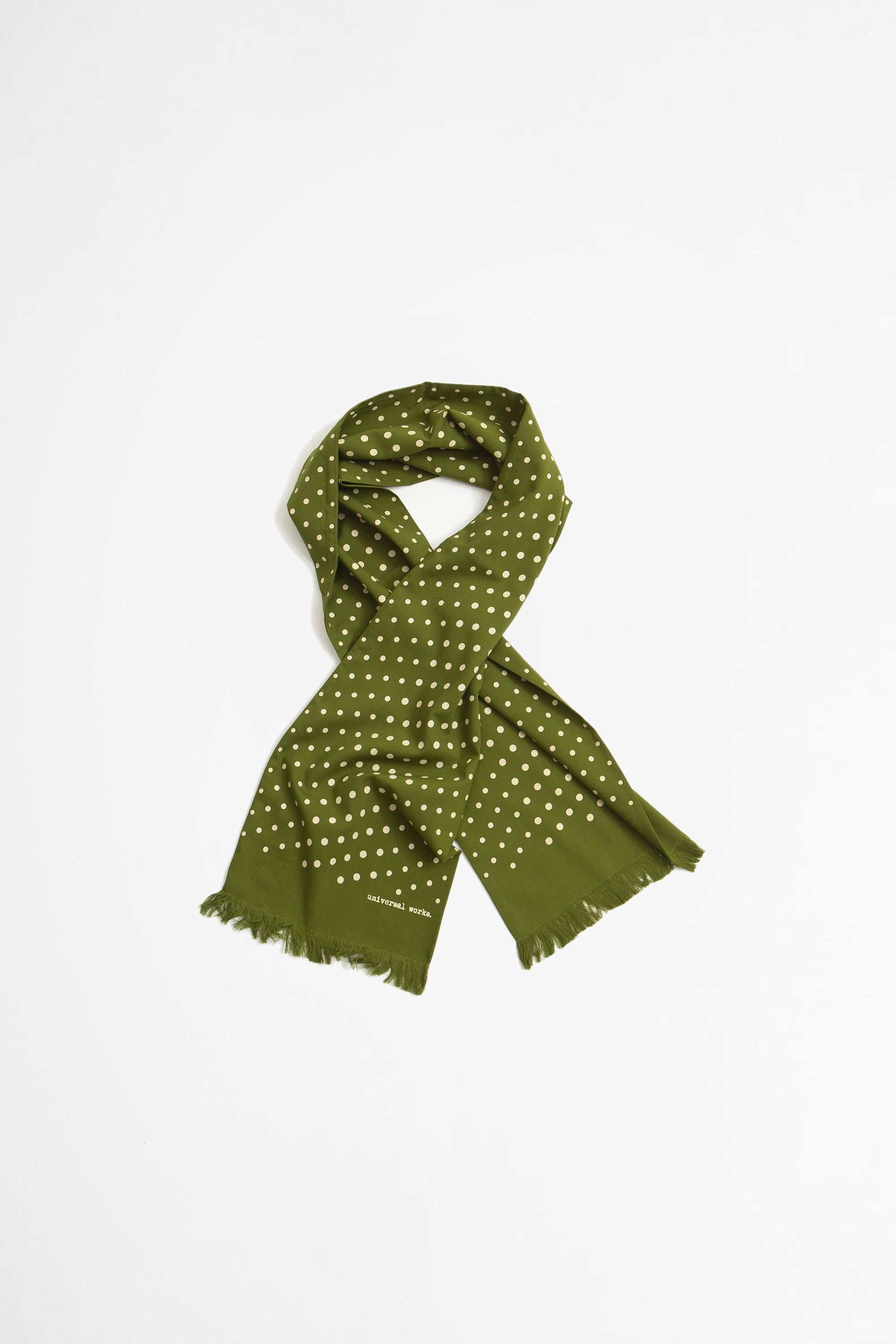 Universal Works Short Scarf - Dot Print Green | Garmentory