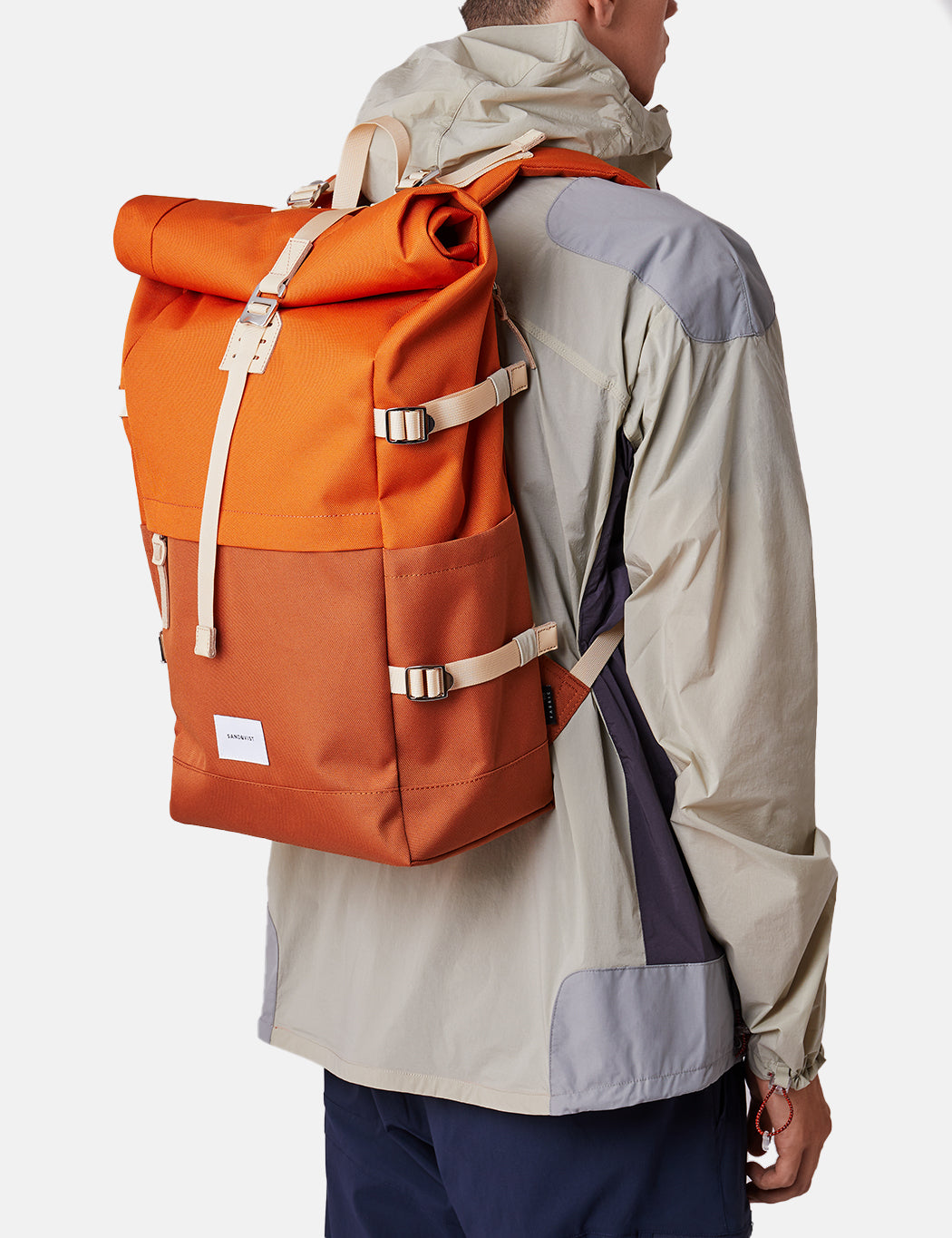 Sandqvist Bernt Leather Backpack - Burnt Orange/Natural | Garmentory
