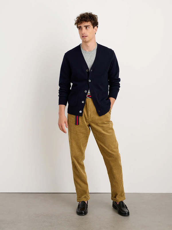 Alex Mill Reverse Seam Merino Wool Cardigan - Navy | Garmentory