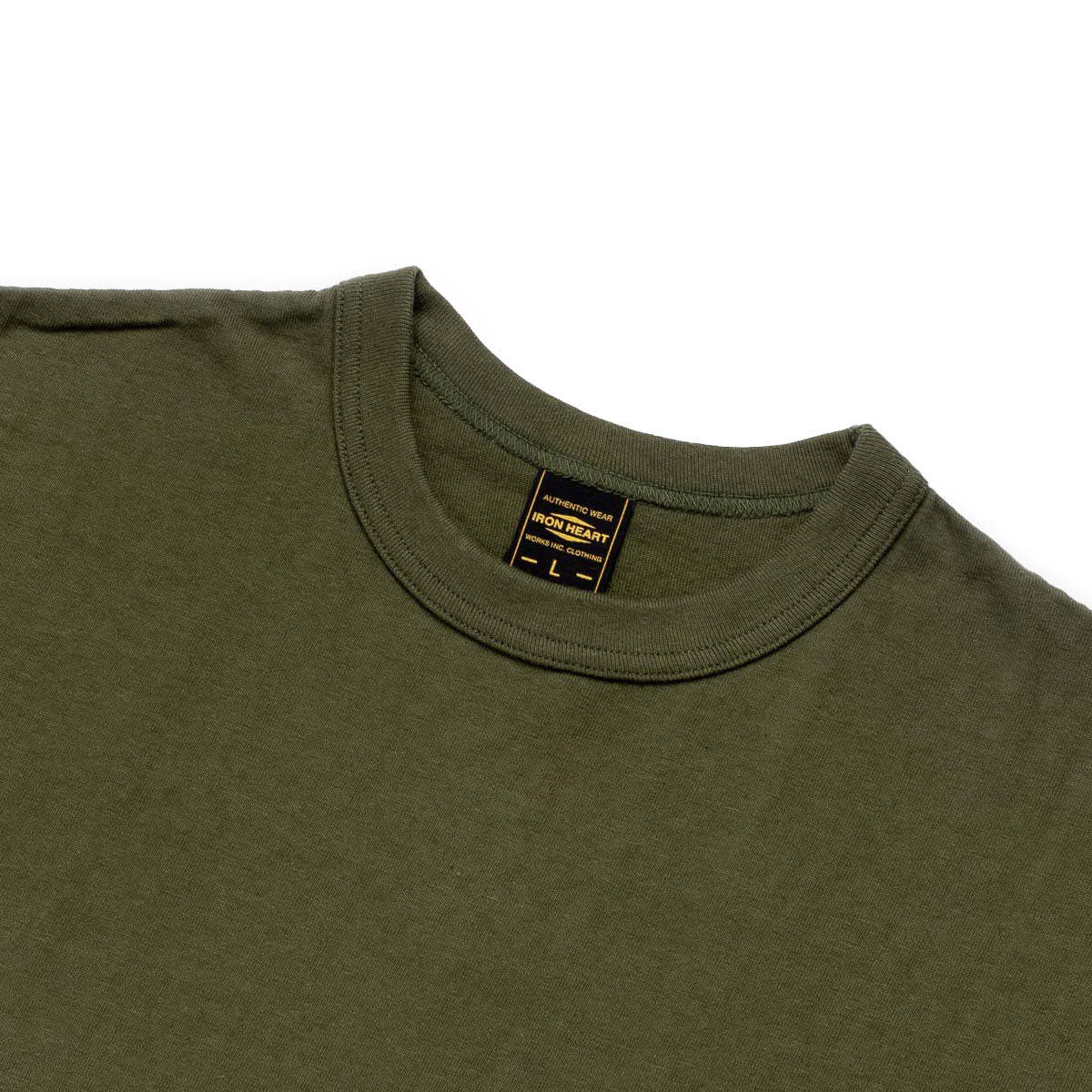 Iron Heart 6.5oz Loopwheel Crew Neck T-Shirt With Longer Body - Olive ...