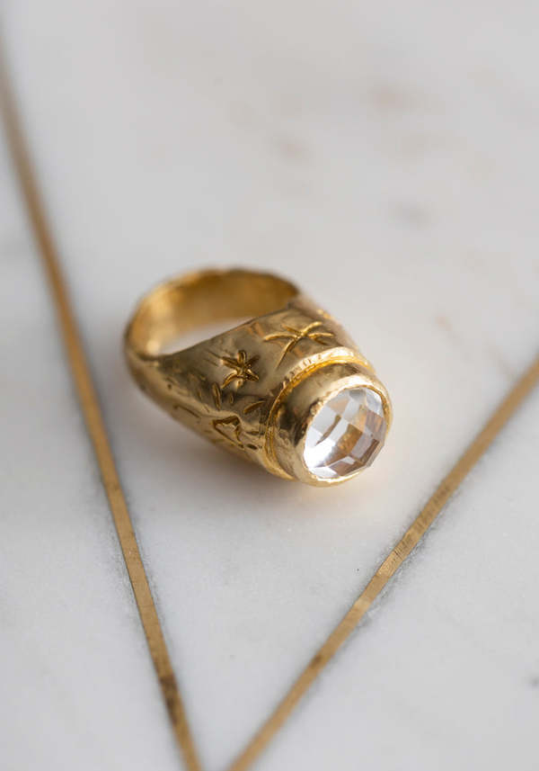 Melissa De La Fuente Topaz New World Ring - Brass/White | Garmentory