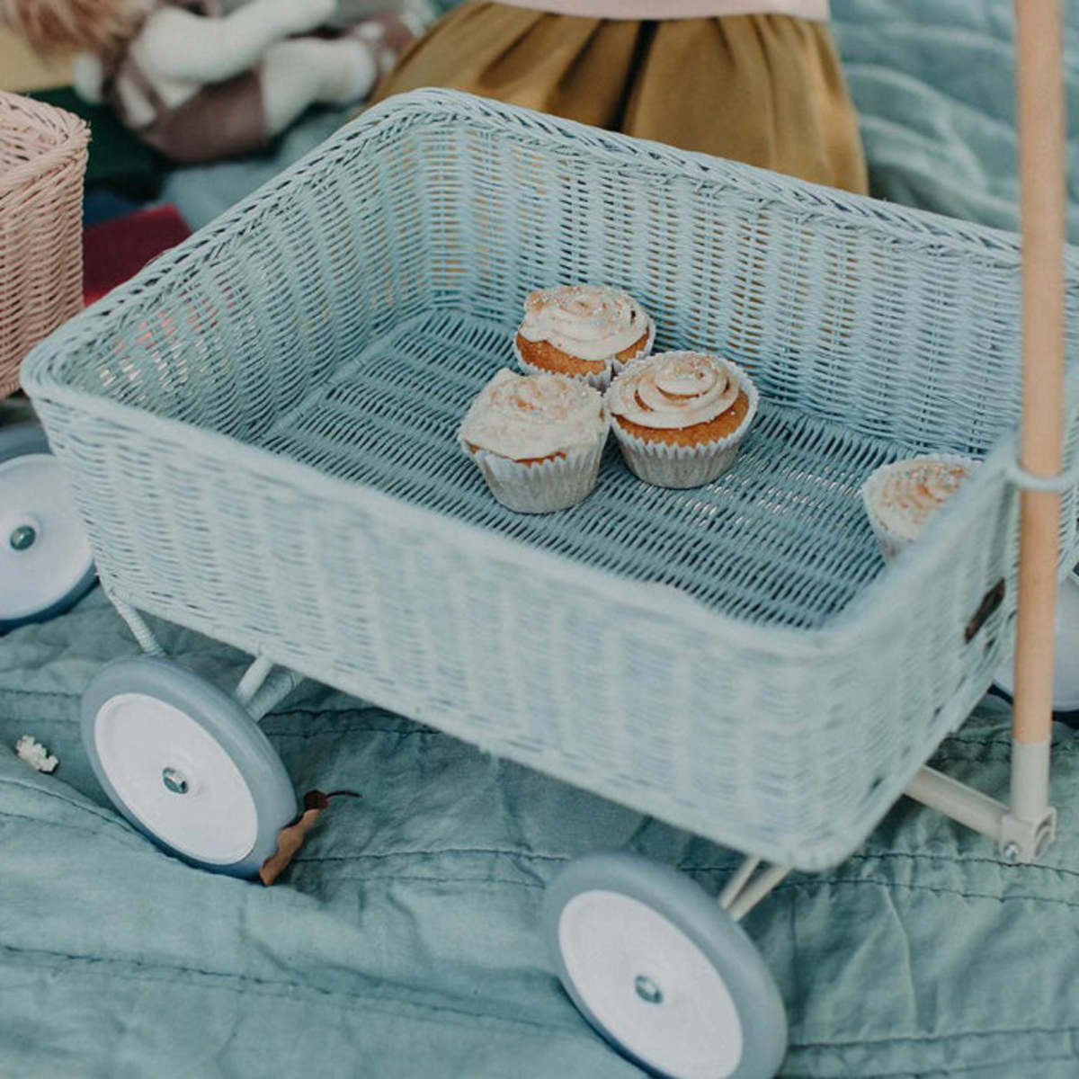 Kids Olli Ella Rattan Wonder Wagon - Vintage Blue | Garmentory